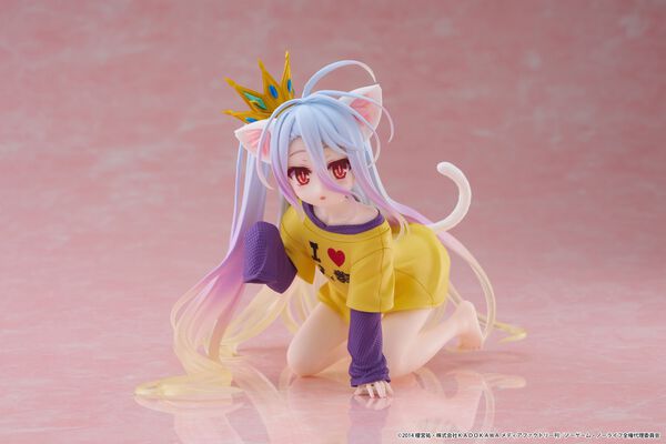No Game No Life - Shiro Desktop Cute Prize Figure (Cat Ear T-Shirt Ver ...